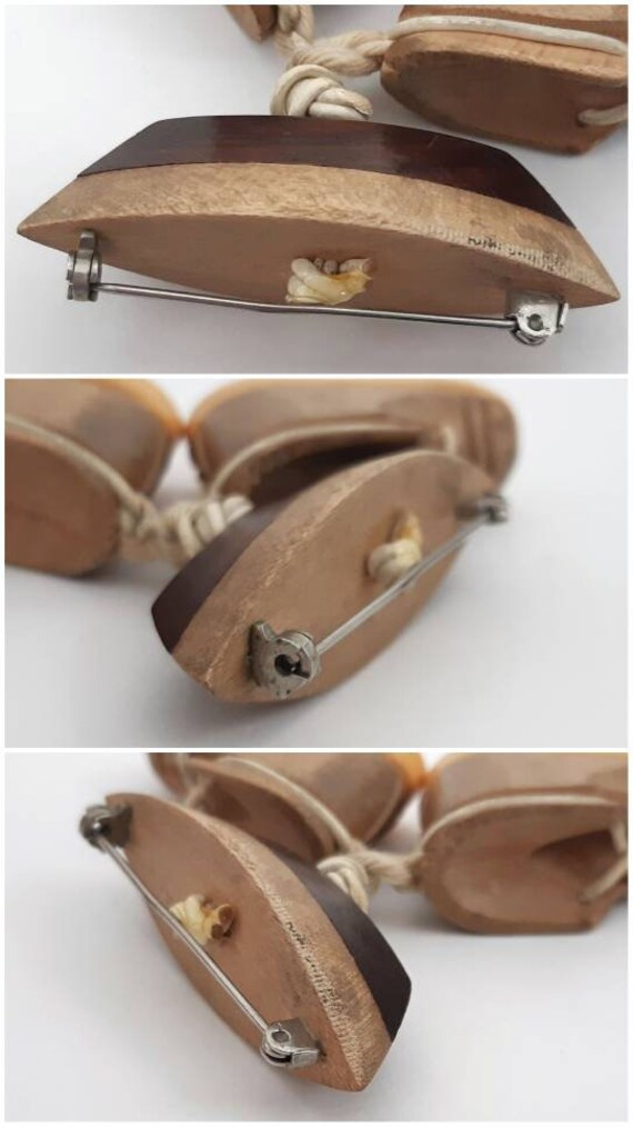 1940s Wood & Butterscotch Bakelite Figural Boot Brooc… - Gem