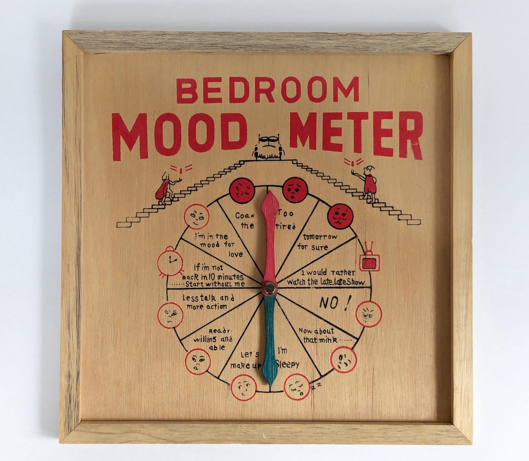 Vintage Novelty bedroom Mood Meter Wooden Wall Hanging Sign W/ Moving ...