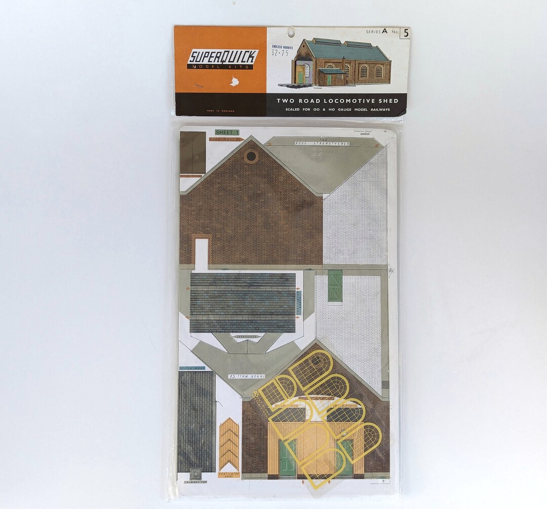 Sealed Vtg. SUPERQUICK Paper Model Kit "two Road Locomotive Shed ...