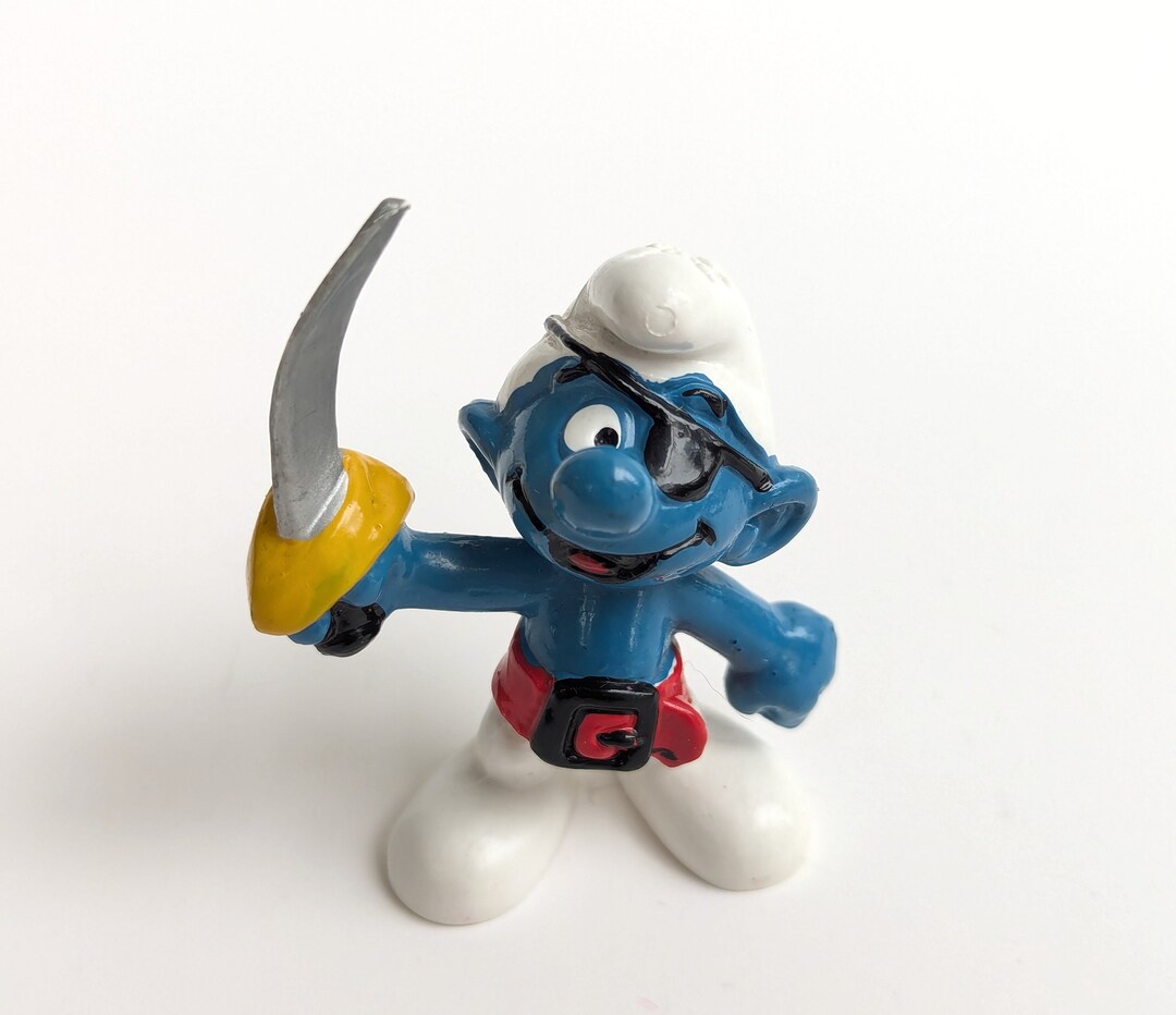 Vintage "bully" Pirate Smurf Vinyl PVC Toy Figurine- Made in West ...