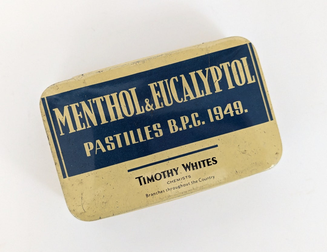 Vintage Timothy Whites "menthol & Eucalyptol Pastilles B.P.C. 1949" Tin ...