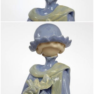 Vintage LOUISE AUGER Lady in Bonnet W/ Flowers Handmade Pottery ...