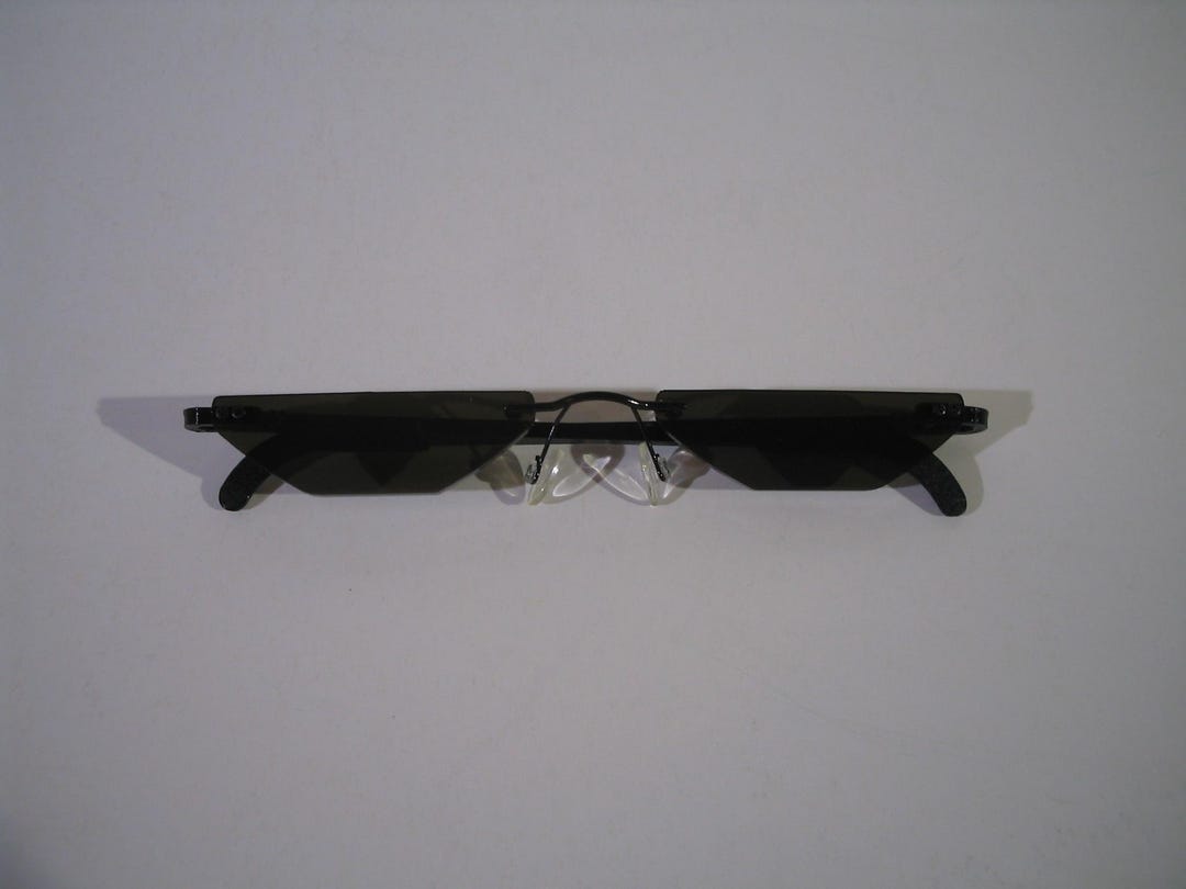 Anime Slim Dark Rimless Frameless Rectangular Lens Cosplay Plastic ...