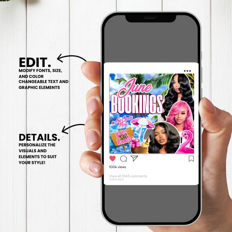 June Booking Flyer Template, Summer Beauty Business (digital Download ...
