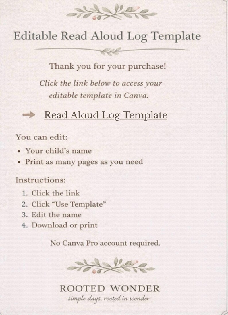 Read Aloud Log Printable | Homeschool Reading Tracker | Editable Canva ...