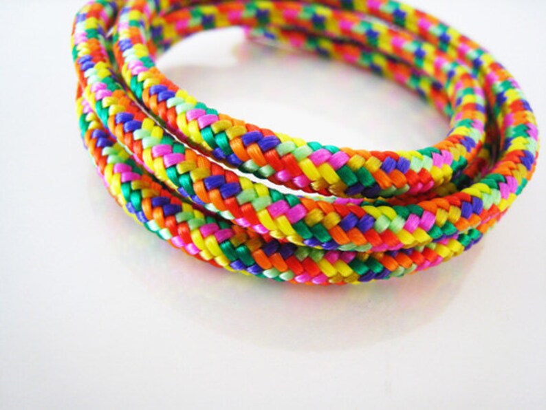 1 Yard of 5mm Summer Colorful Rainbow Striped String Round Braided Trim ...
