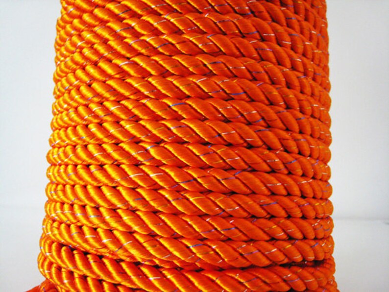 1 Yard of Orange Color With Metallic Colourful Yarn Striped String ...