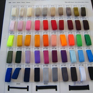 Sample Color Chart 8mm Flat Fold Over Elastic Stretch Drawcord Rope ...