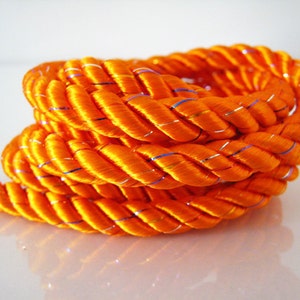 1 Yard of Orange Color With Metallic Colourful Yarn Striped String ...