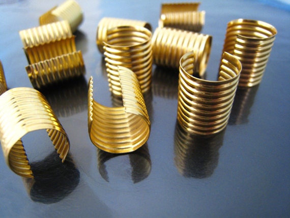 6 Pcs Gold Plated Very Large Adjustable Crimp Round Tone Tube Curve ...