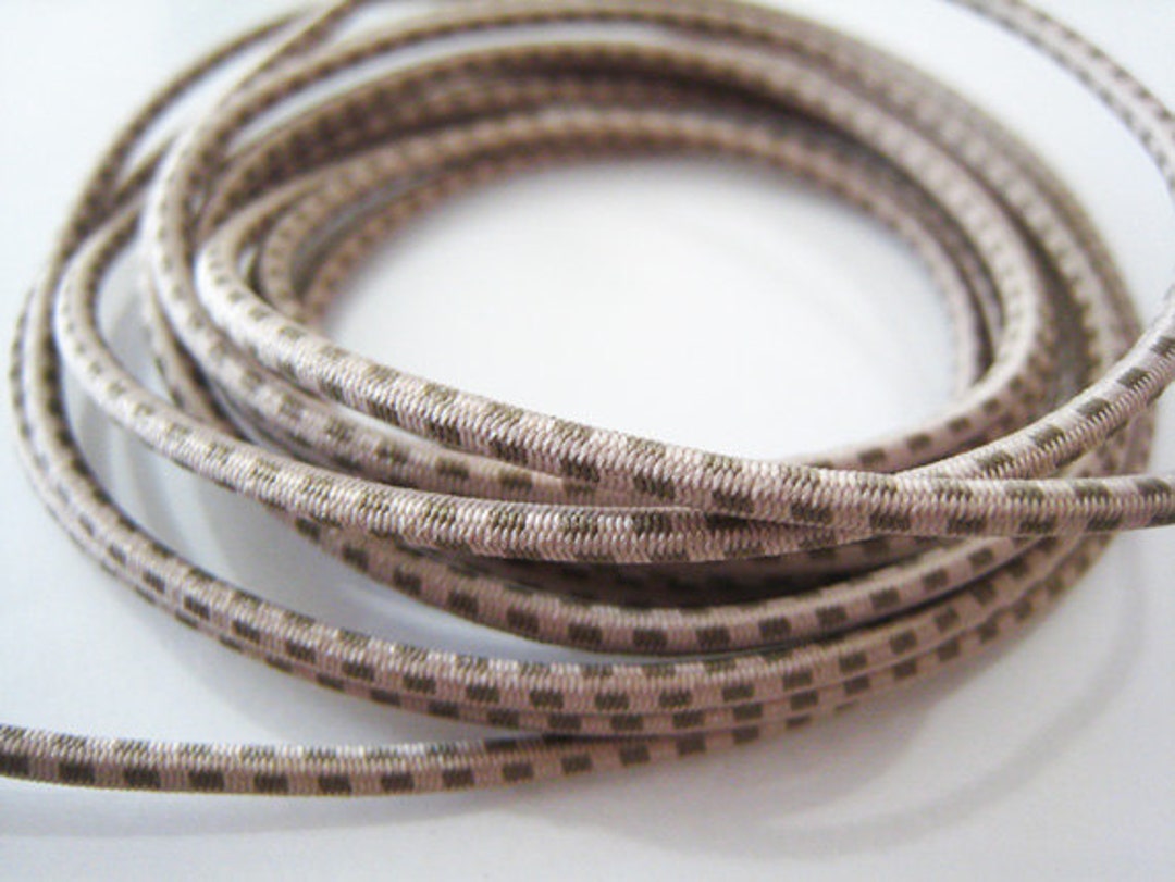 5 Yards of Light Brown With Square Dot Pattern Round Stretch Elastic ...