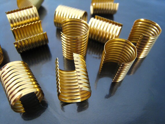 6 Pcs Gold Plated Very Large Adjustable Crimp Round Tone Tube Curve ...