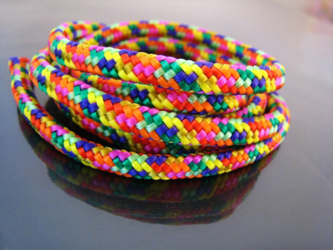 1 Yard of 5mm Summer Colorful Rainbow Striped String Round Braided Trim ...
