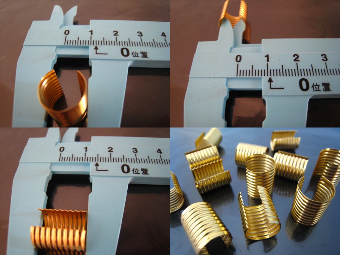 6 Pcs Gold Plated Very Large Adjustable Crimp Round Tone Tube Curve ...