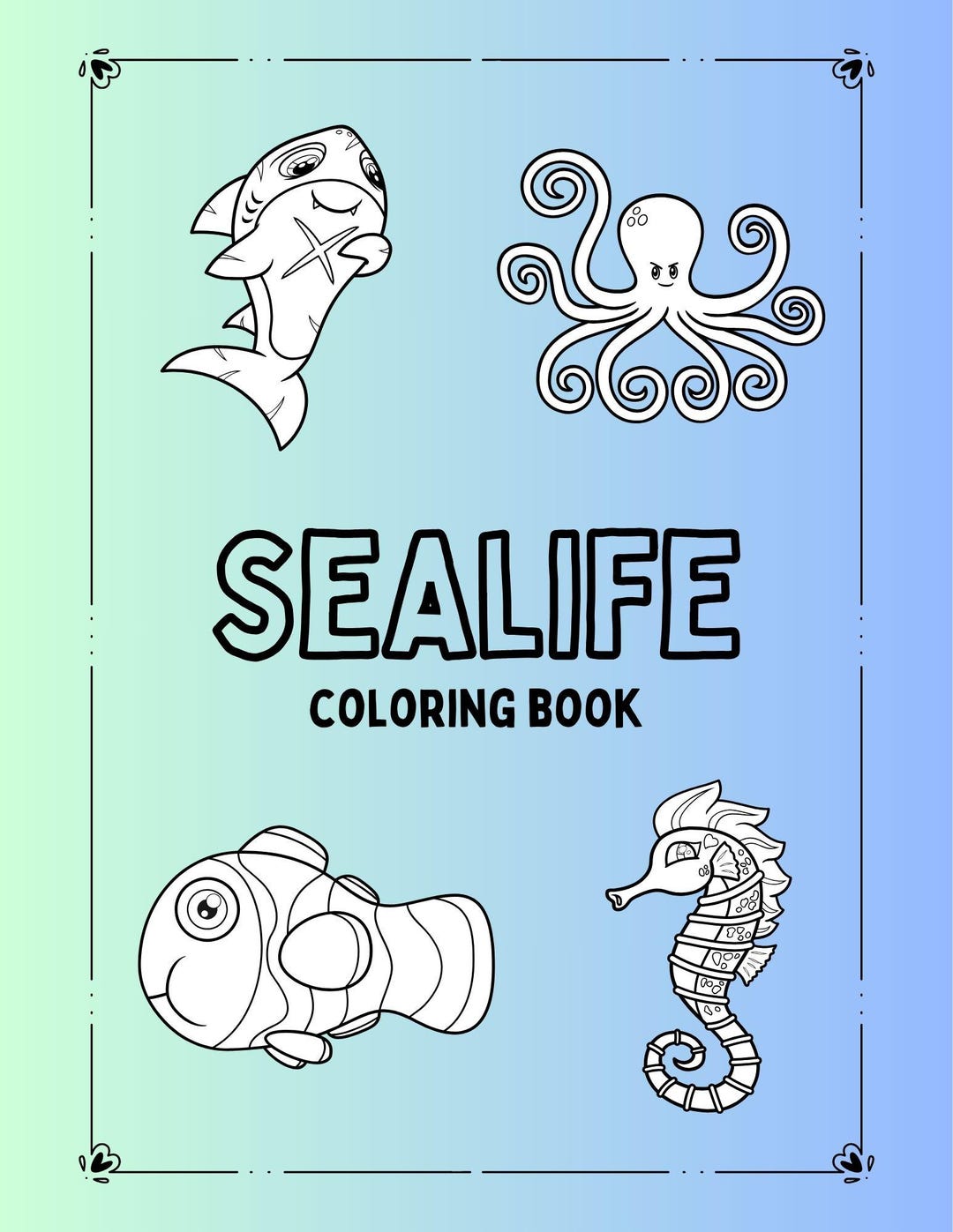 Sea Animals Coloring Book for Kids | Ocean Animal Coloring Pages ...