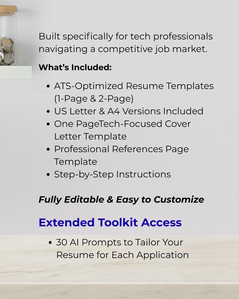 ATS Resume Template for Tech Professionals 2026 | Word Resume + AI ...