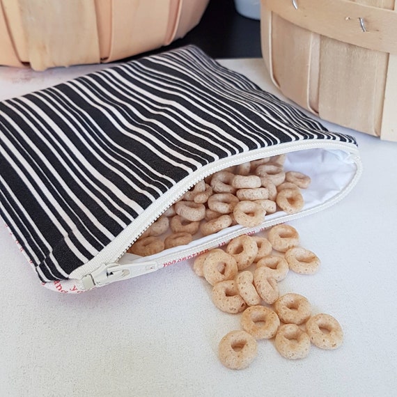 Reusable Snack Bag food safe nylon zipper stripes text | Etsy