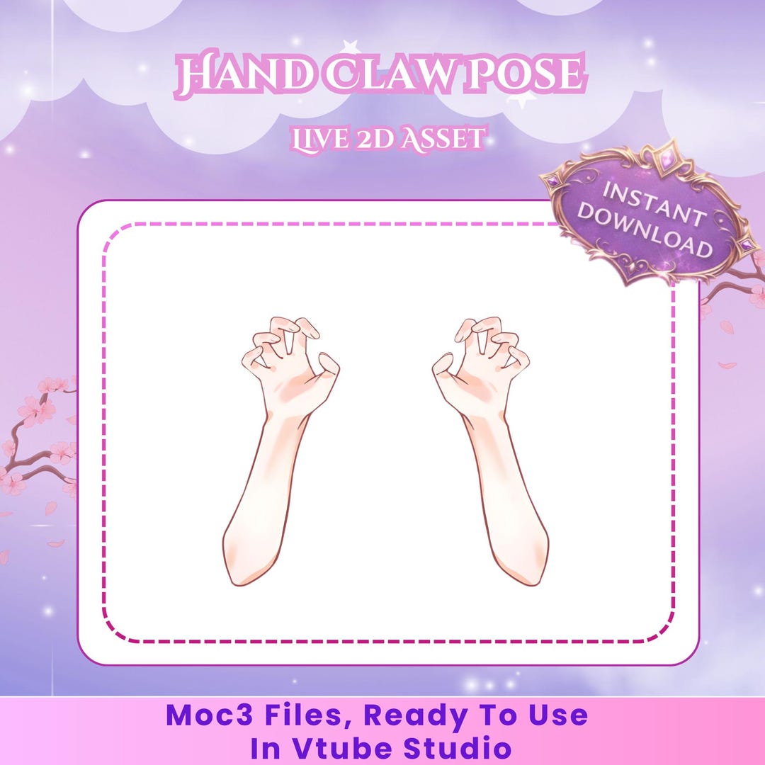 Vtuber Asset - Hand Claw Pose - Multiple Skin Tones - Prop Accessory ...