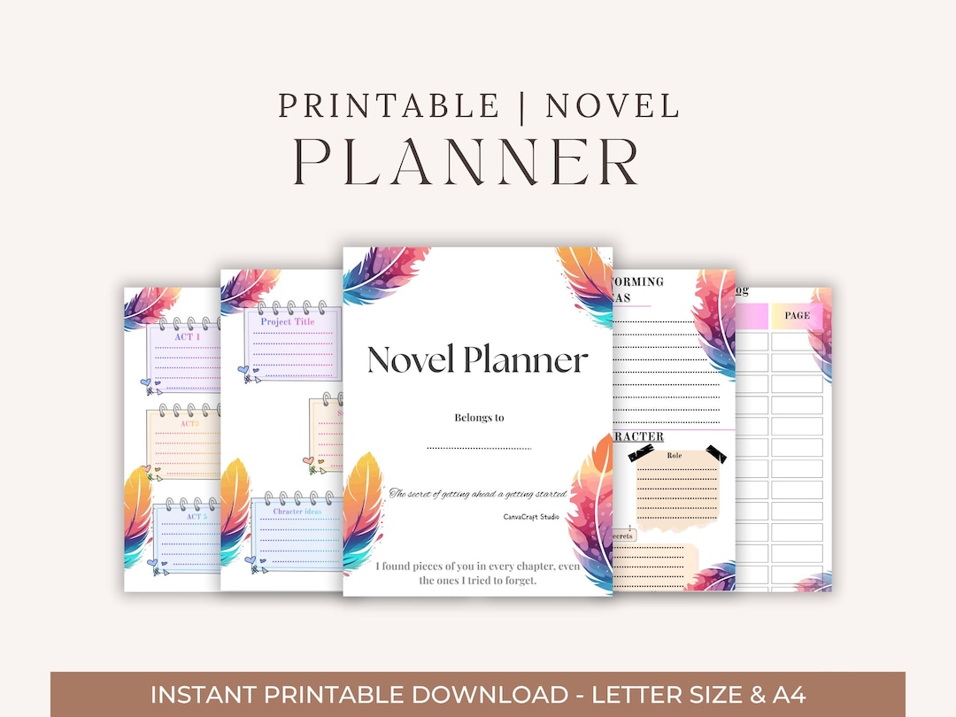 Novel Planner Printable, Novel Writing Planner, Writing Workbook, Story ...