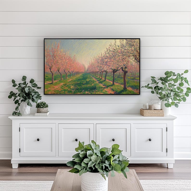 Spring Orchard Blooming Trees Frame TV Art Pastoral Impressionist ...
