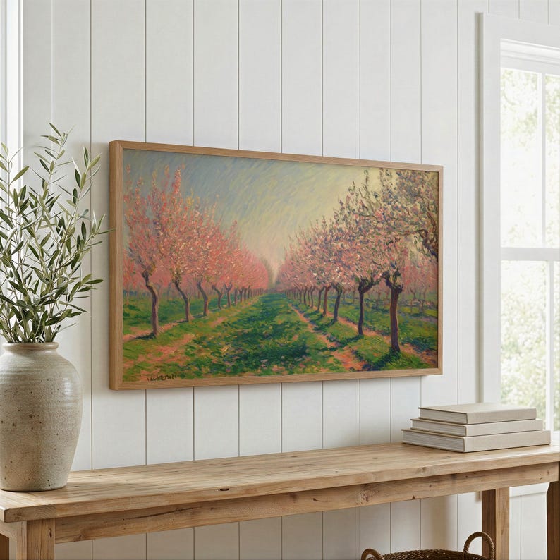 Spring Orchard Blooming Trees Frame TV Art Pastoral Impressionist ...