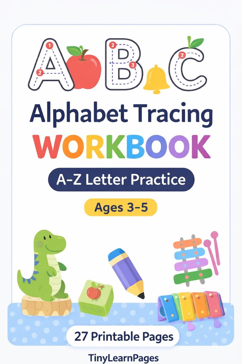 Alphabet Tracing Worksheets A-Z Printable Preschool Letter Practice 27 ...