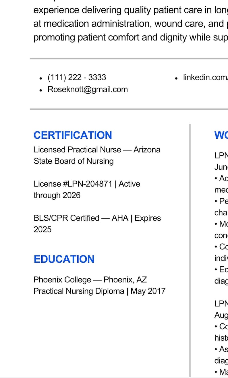 LPN Resume Template Canva | Editable Nurse CV (instant Download) - Etsy