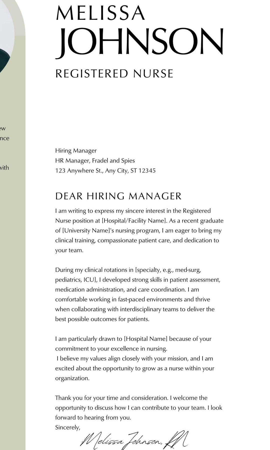 New Grad Nurse Resume Cover Letter Bundle Rn Canva Templates Digital