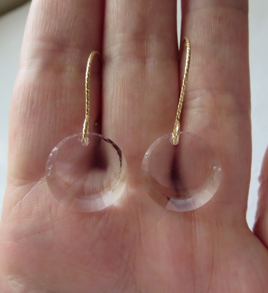 Faceted Crystal Discs on 14k Gold Filled Earwires - Etsy