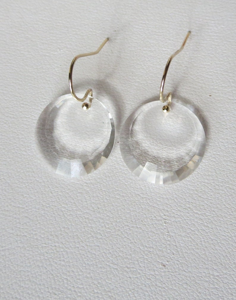 Faceted Crystal Discs on 14k Gold Filled Earwires - Etsy