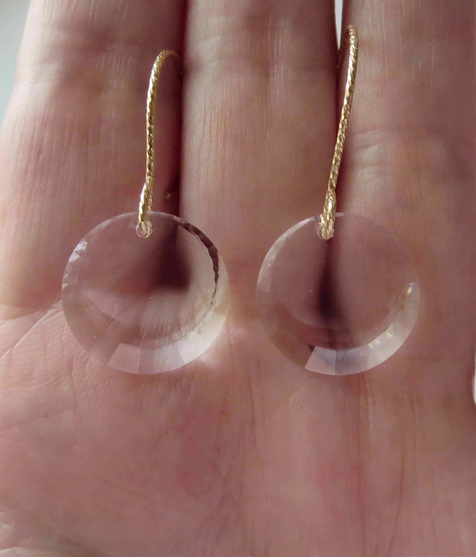 Faceted Crystal Discs on 14k Gold Filled Earwires - Etsy