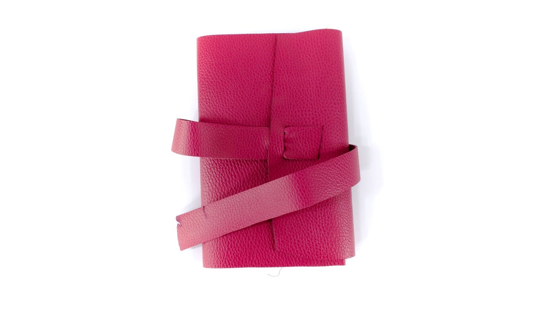Poppin' Pink Pebbled Leather Art & Junk Journal, Handcrafted Trifold ...