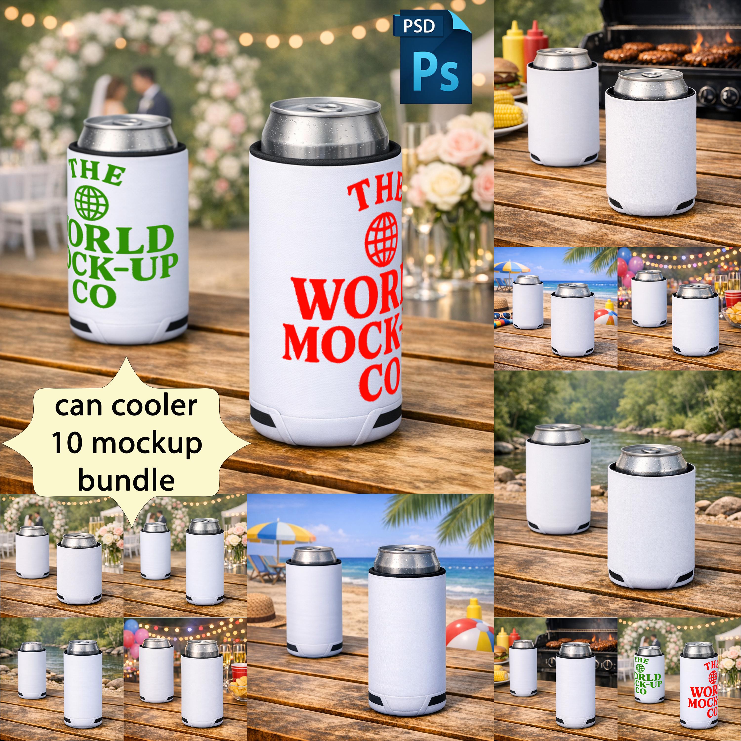 Can Cooler Mockup Bundle, Blank Beer Koozie Template (digital Download ...