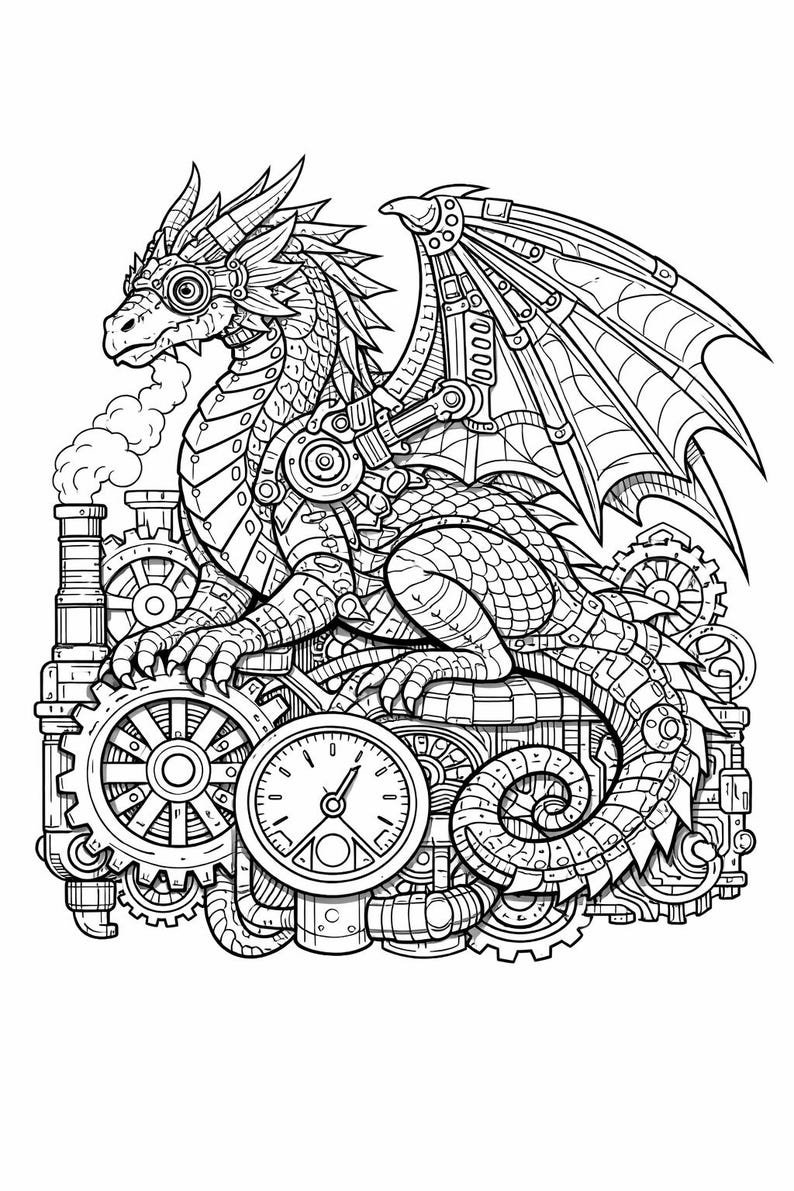 50 Mandala-style Dragons Coloring Book for Kids and Adults (printable ...
