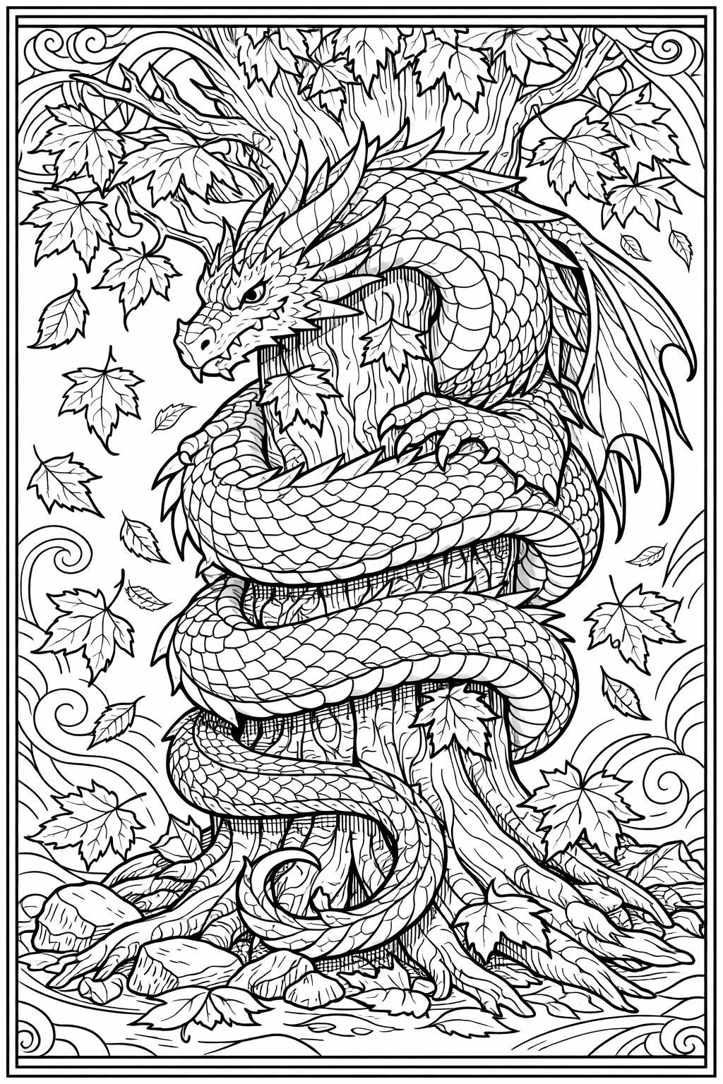 50 Mandala-style Dragons Coloring Book for Kids and Adults (printable ...
