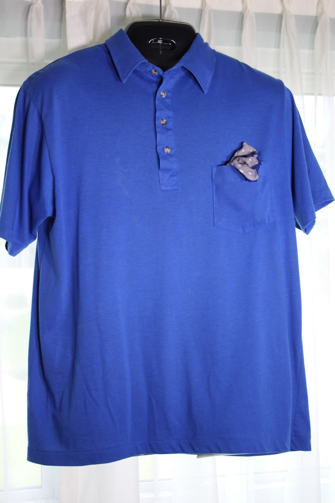 Vintage 60s 70s CHIP BECK GOLF L Pocket Polo Shirt Royal Blue Preppie ...