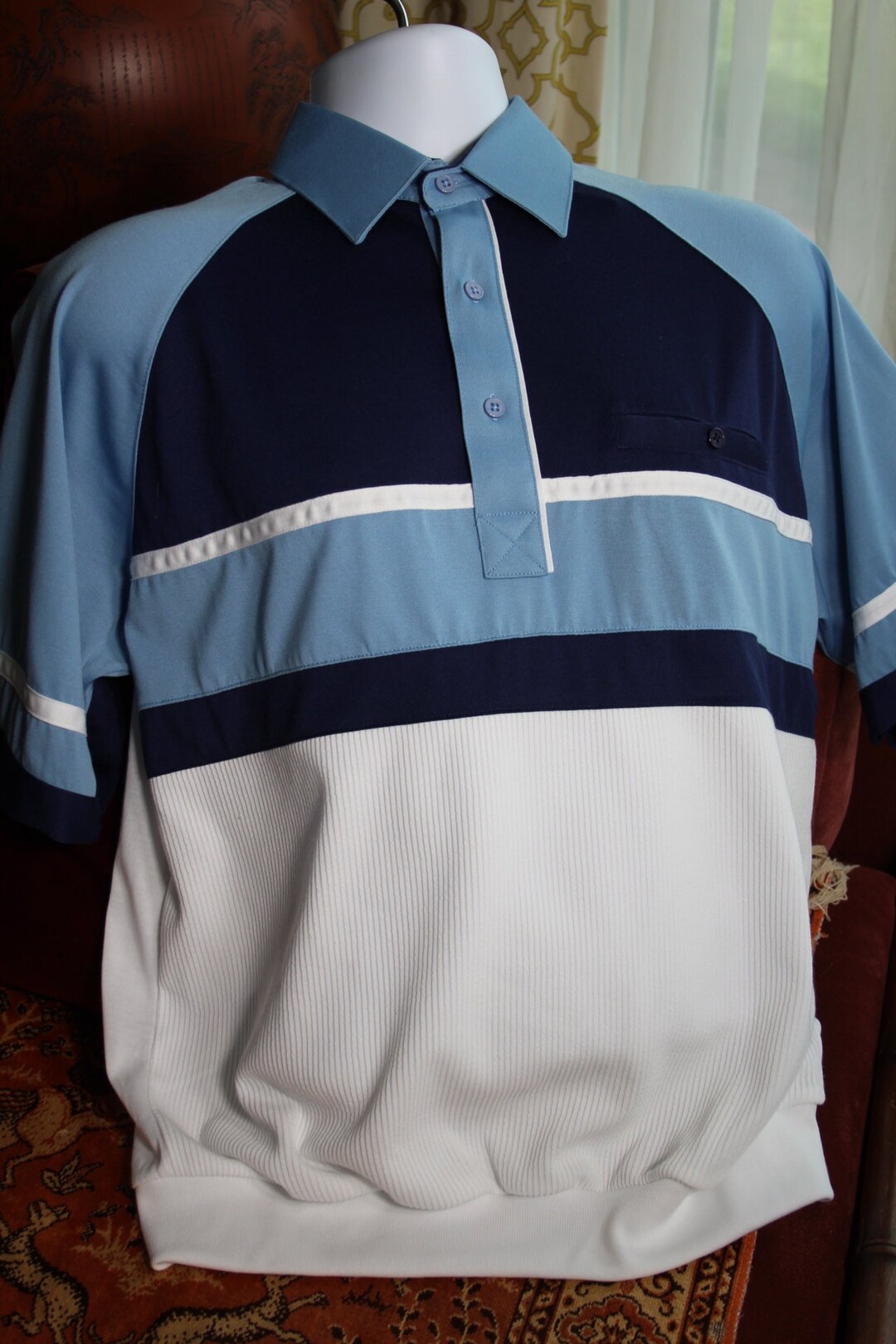 Vintage Palmland Golf Shirt M, Striped Banded Bottom - New Old Stock - Etsy