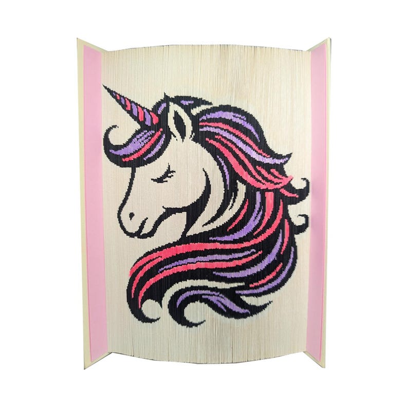 Unicorn Head Pattern | Cut and Fold Book Art Template | Digital ...