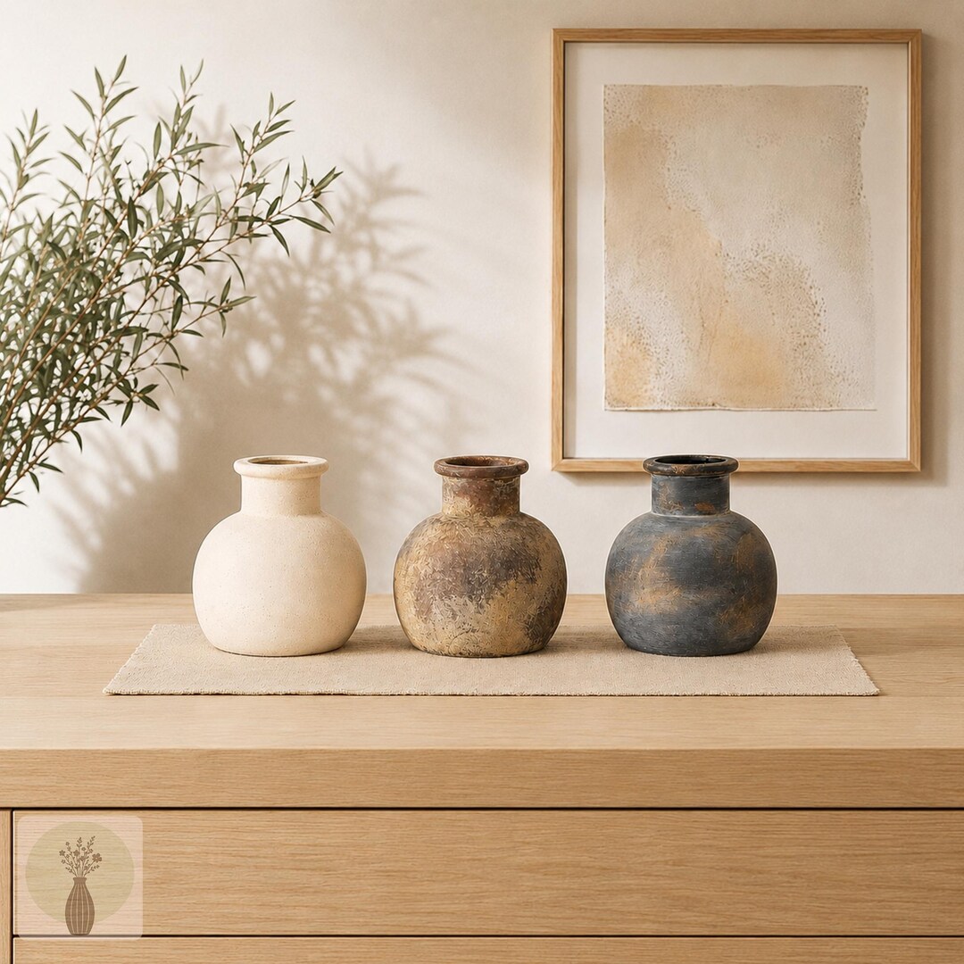 Small Rustic Ceramic Vase, Single or Set of 3 - Etsy