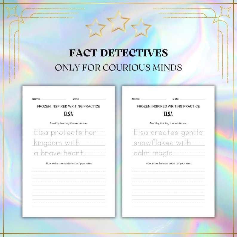 40 Snow Princess Writing Practice Pages, Handwriting Worksheets for ...