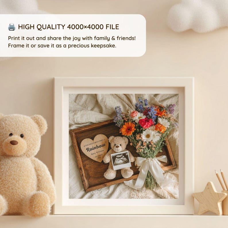 Rainbow Baby Pregnancy Announcement Template, Wildflower Baby Reveal ...