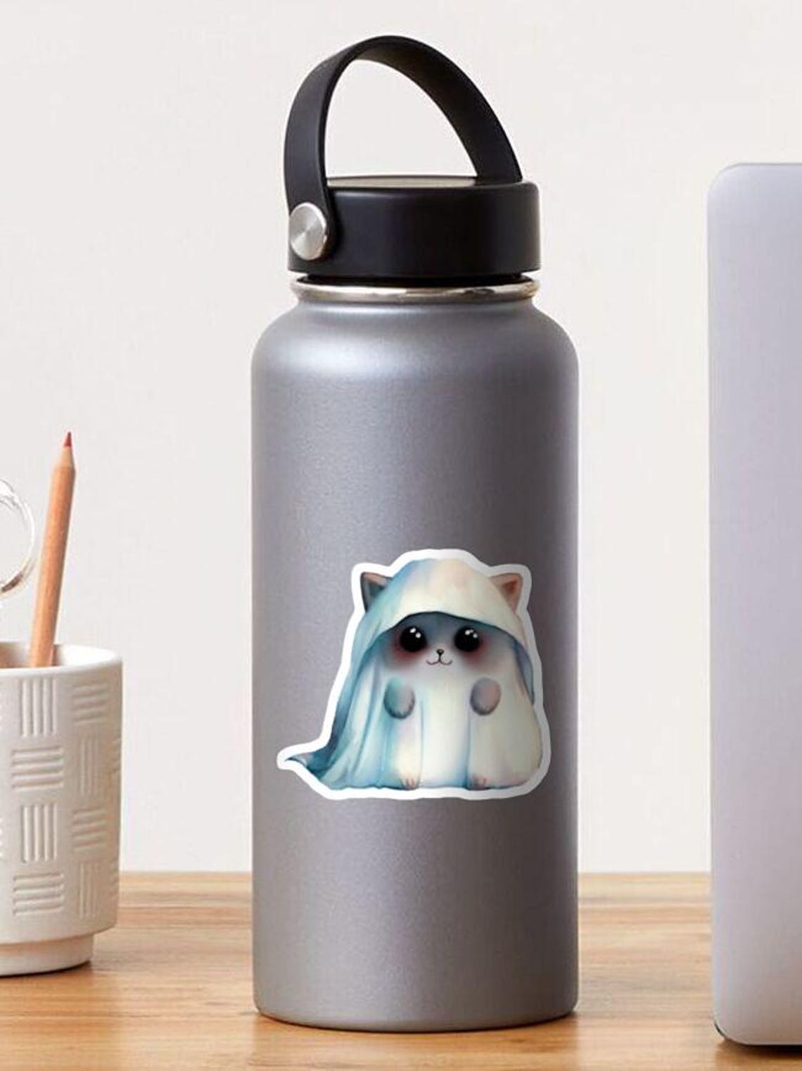Little Cuties - Ghost Kitty Sticker by C. Autumn Trapp 3"x3"vinyl Decal ...