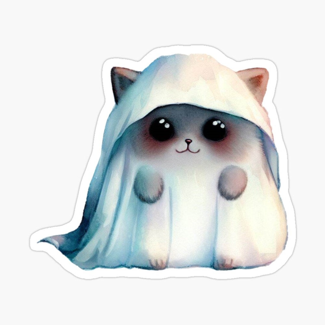 Little Cuties - Ghost Kitty Sticker by C. Autumn Trapp 3"x3"vinyl Decal ...