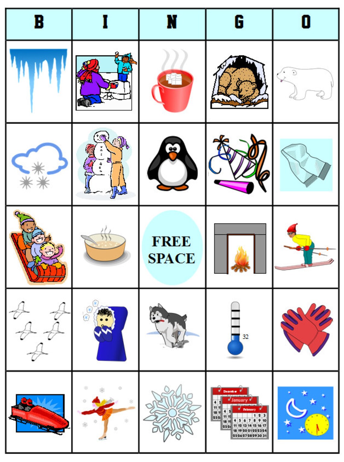 Printable Winter Bingo - 54 Bingo Cards - Download This PDF File - Etsy