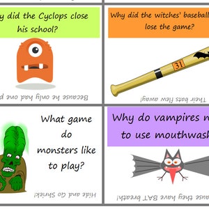 Halloween Jokes & Conversation Cards - Printable - INSTANT DOWNLOAD - Etsy