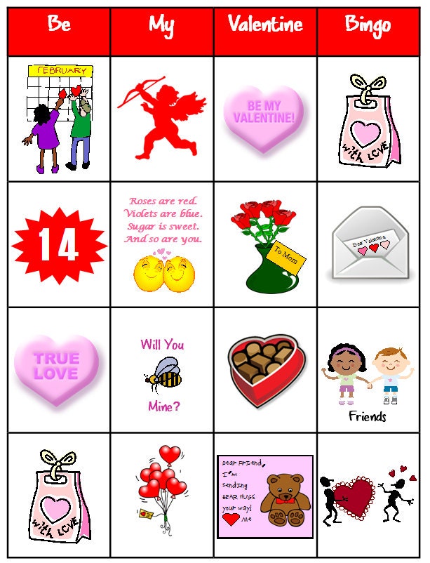 Printable Valentine Bingo - 50 Boards (4 X 4, 3 X 3. 1 X 4 Boards ...