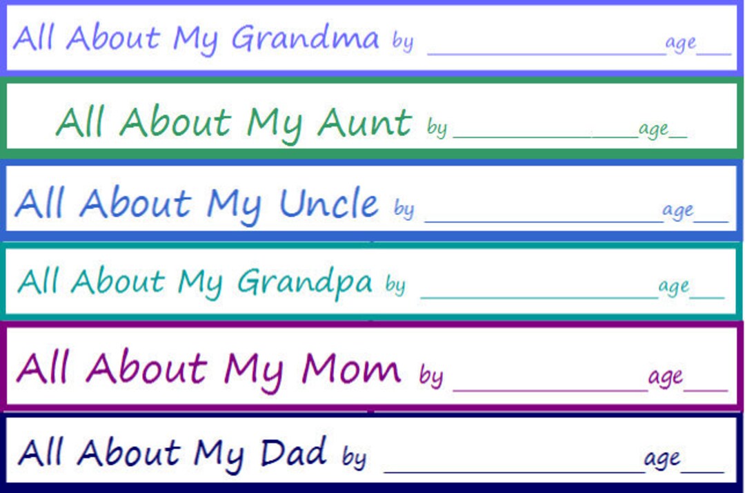 6 Printables for Children to Write About Their Family Members - INSTANT ...
