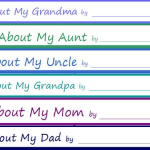 6 Printables for Children to Write About Their Family Members - INSTANT ...