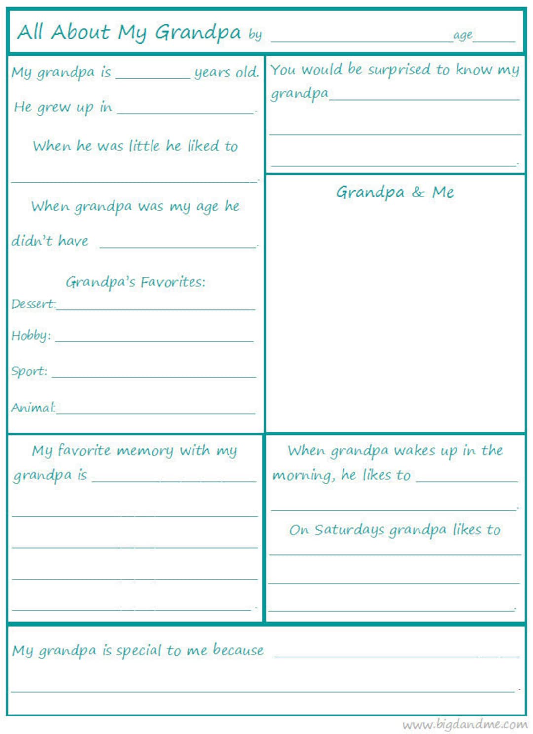 All About Grandpa - A Children's Interview - Printable - INSTANT ...