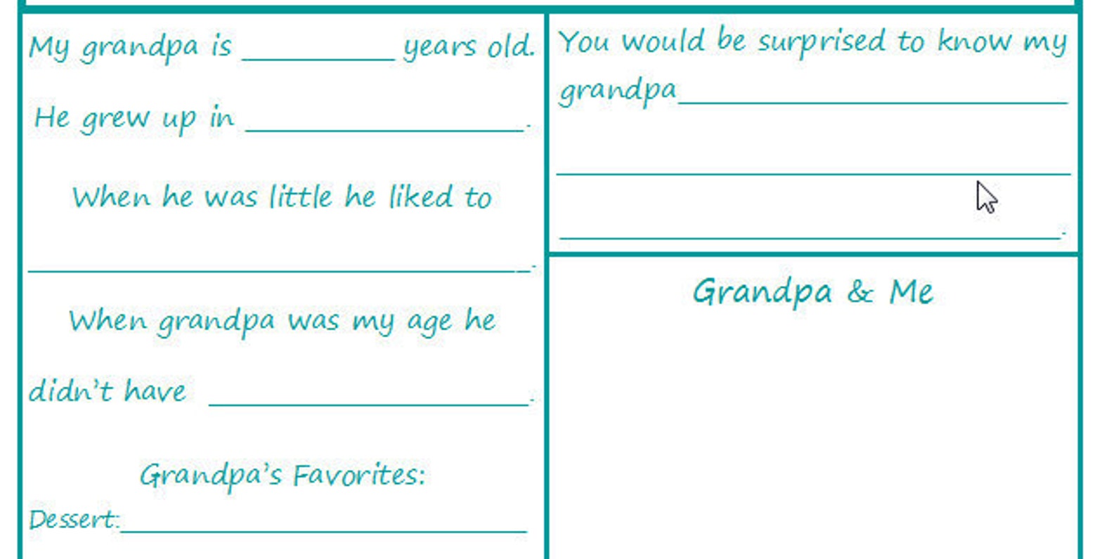 All About Grandpa - A Children's Interview - Printable - INSTANT ...